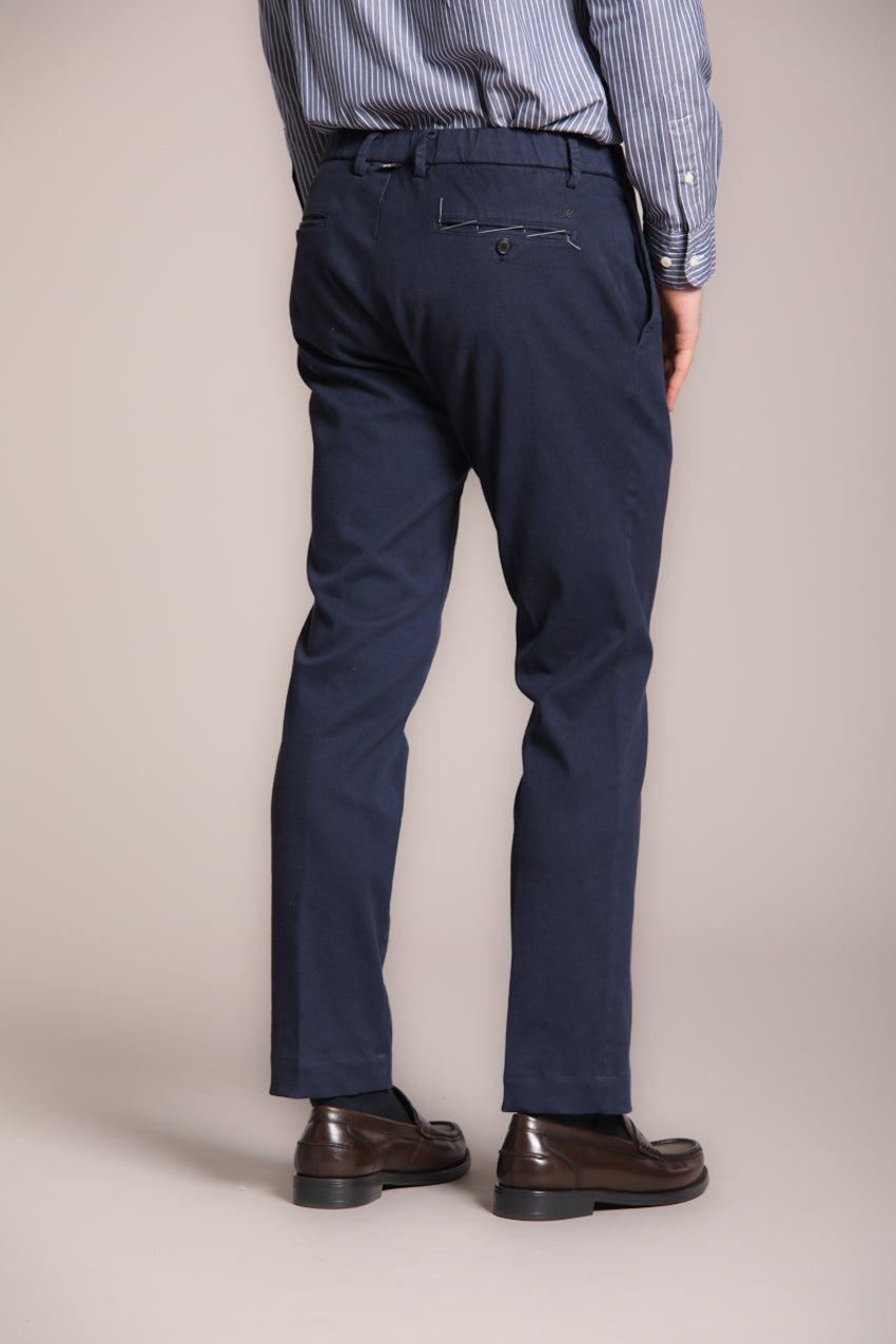 Chino Pants Man New York String Jogger Navy Blue in Cotton Cashmere ...