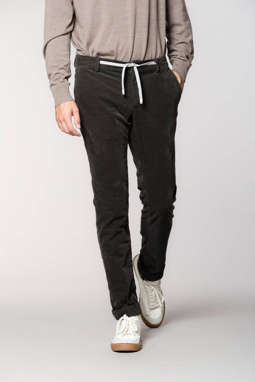 Chino Pants Man New York String Jogger Light Brown in 1500-Wale Velvet ...