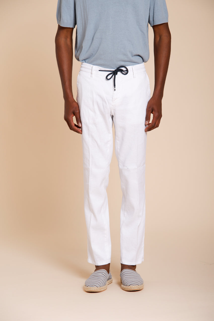 Men's Chino Trousers Milano Jogger White Linen And Cotton | Mason's ...