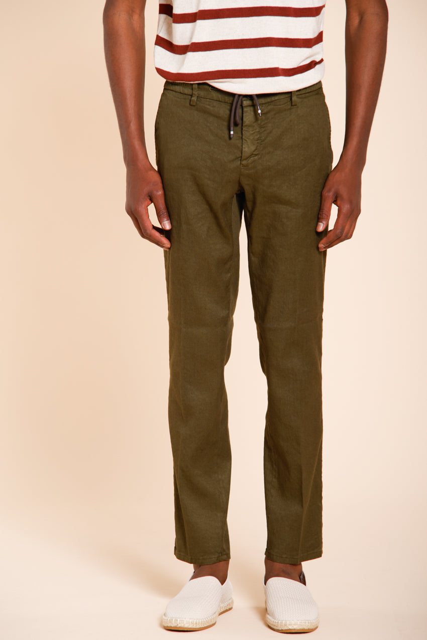 Men's Chino Trousers Milano Jogger Green Linen Cotton | Mason's – Mason's