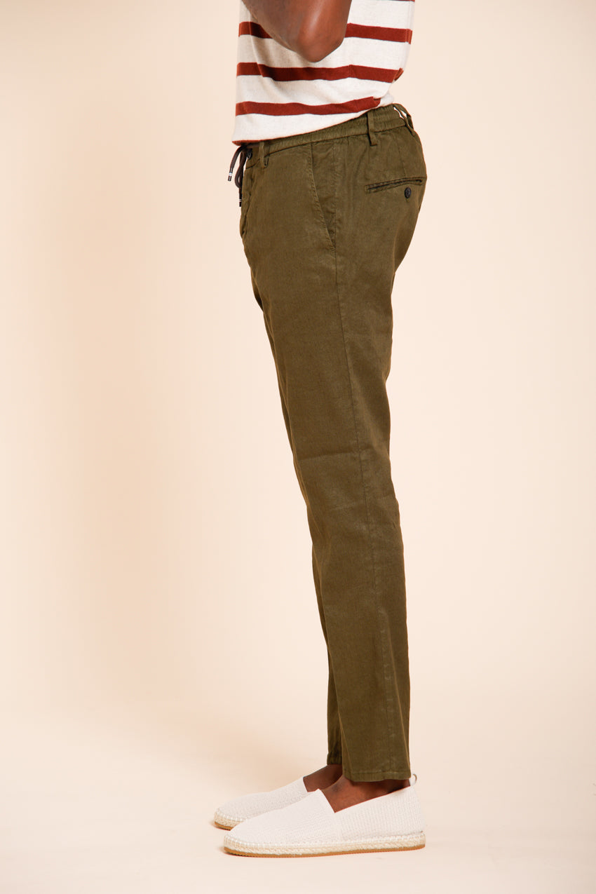 Men's Chino Trousers Milano Jogger Green Linen Cotton | Mason's – Mason's