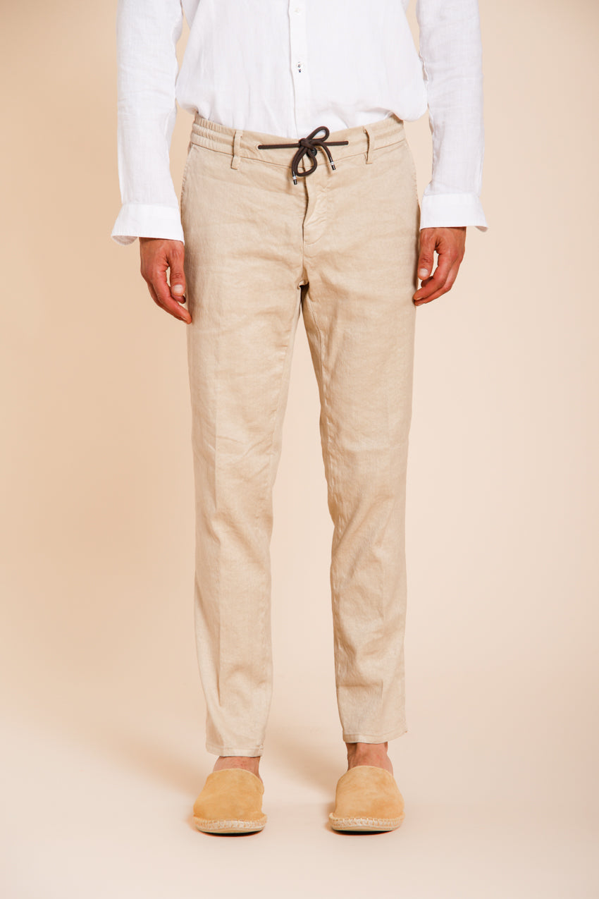 Men's Chino Trousers Milano Jogger Light Beige Linen Cotton | Mason's ...